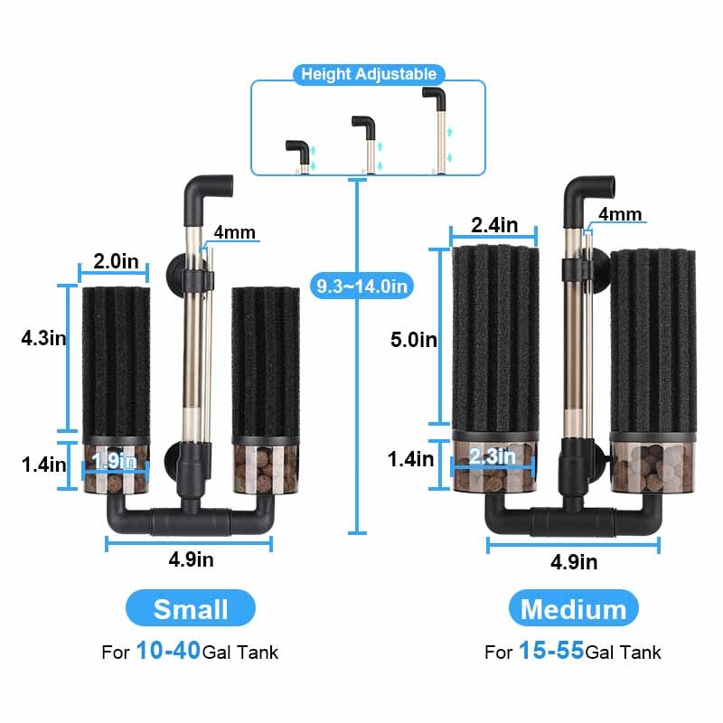 hygger Aquarium Double Biochemical Sponge Filter - hygger